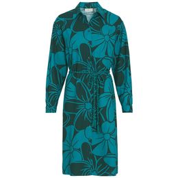 Gina Damen Leinen-Hemdkleid mit Blumen-Allover