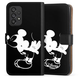 DeinDesign Galaxy A53 5G Handy Klapph&uuml;lle Handyh&uuml;lle aus Kunst Leder schwarz Flip Case Disney Mickey Mouse Official Licensed Product Sideflip mit langer Lasche