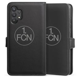 DeinDesign Galaxy A32 4G Handy Klapph&uuml;lle Handyh&uuml;lle aus Kunst Leder schwarz Flip Case 1. Fc N&uuml;rnberg 1. Fcn Transparent Sideflip mit Lasche