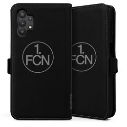 DeinDesign Galaxy A32 5G Handy Klapph&uuml;lle Handyh&uuml;lle aus Kunst Leder schwarz Flip Case 1. Fc N&uuml;rnberg 1. Fcn Transparent Sideflip mit langer Lasche