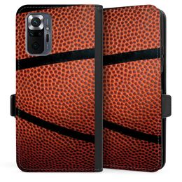 DeinDesign Xiaomi Redmi Note 10 Pro Handy Klapph&uuml;lle Handyh&uuml;lle aus Kunst Leder schwarz Flip Case Ball Sports Basketball Sideflip mit langer Lasche