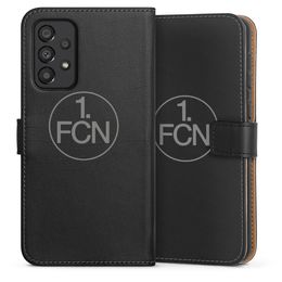 DeinDesign Galaxy A33 5G Handy Klapph&uuml;lle Handyh&uuml;lle aus Kunst Leder schwarz Flip Case 1. Fc N&uuml;rnberg Transparent 1. Fcn Sideflip mit langer Lasche