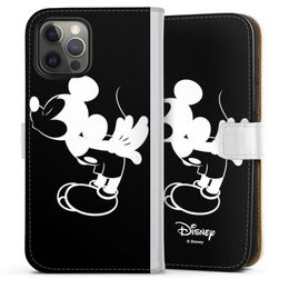 DeinDesign iPhone 12 Pro Max Handy Klapph&uuml;lle Handyh&uuml;lle aus Kunst Leder wei&szlig; Flip Case Official Licensed Product Disney Mickey Mouse Sideflip mit Lasche