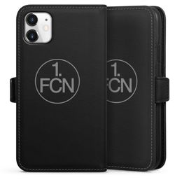 DeinDesign iPhone 11 Handy Klapph&uuml;lle Handyh&uuml;lle aus Kunst Leder schwarz Flip Case 1. Fc N&uuml;rnberg 1. Fcn Transparent Sideflip mit Lasche