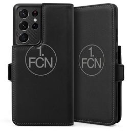 DeinDesign Galaxy S21 Ultra 5G Handy Klapph&uuml;lle Handyh&uuml;lle aus Kunst Leder schwarz Flip Case 1. Fc N&uuml;rnberg 1. Fcn Transparent Sideflip mit Lasche