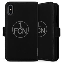 DeinDesign iPhone X Handy Klapph&uuml;lle Handyh&uuml;lle aus Kunst Leder schwarz Flip Case 1. Fc N&uuml;rnberg 1. Fcn Transparent Sideflip mit langer Lasche