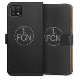 DeinDesign Galaxy A22 5G Handy Klapph&uuml;lle Handyh&uuml;lle aus Kunst Leder schwarz Flip Case 1. Fc N&uuml;rnberg Transparent 1. Fcn Sideflip mit langer Lasche