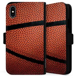 DeinDesign iPhone X Handy Klapph&uuml;lle Handyh&uuml;lle aus Kunst Leder schwarz Flip Case Sports Ball Basketball Sideflip mit langer Lasche