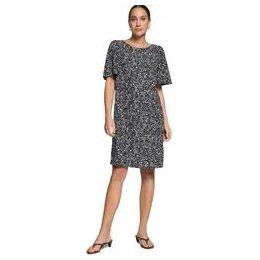 Blusenkleid Zero "Damen mit Blumenprint", Damen, Gr. 34, Normalgr&ouml;&szlig;en, dunkelblau, cream, Obermaterial: 3% Elasthan, 97% Polyester, figurbetont kurz, V-Ausschnitt, Kleider Blusenkleid, Material