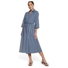 Hemdblusenkleid Zero "Damen mit 3/4 Arm", Damen, Gr. 40, Normalgr&ouml;&szlig;en, dunkelblau, wei&szlig;, Obermaterial: 98% Baumwolle, 2% Elasthan, A-Linie lang, Kleider, Bindeg&uuml;rtel