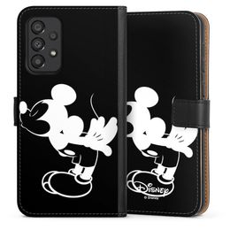 DeinDesign Galaxy A33 5G Handy Klapph&uuml;lle Handyh&uuml;lle aus Kunst Leder schwarz Flip Case Disney Mickey Mouse Official Licensed Product Sideflip mit langer Lasche
