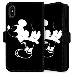 DeinDesign iPhone X Handy Klapph&uuml;lle Handyh&uuml;lle aus Kunst Leder schwarz Flip Case Official Licensed Product Disney Mickey Mouse Sideflip mit langer Lasche