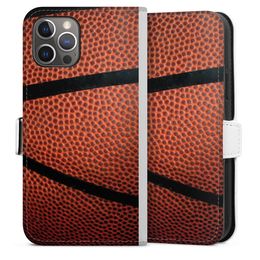 DeinDesign iPhone 12 Pro Handy Klapph&uuml;lle Handyh&uuml;lle aus Kunst Leder wei&szlig; Flip Case Ball Sports Basketball Sideflip mit Lasche