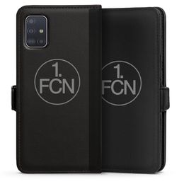 DeinDesign Galaxy A51 Handy Klapph&uuml;lle Handyh&uuml;lle aus Kunst Leder schwarz Flip Case 1. Fc N&uuml;rnberg 1. Fcn Transparent Sideflip mit Lasche