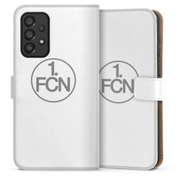 DeinDesign Galaxy A33 5G Handy Klapph&uuml;lle Handyh&uuml;lle aus Kunst Leder wei&szlig; Flip Case 1. Fc N&uuml;rnberg Transparent 1. Fcn Sideflip mit Lasche