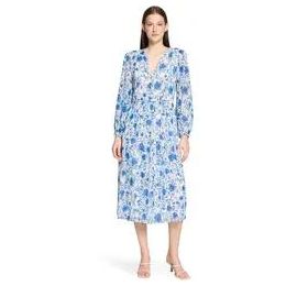 Sommerkleid Vera Mont "Damen im Boho Style", Damen, Gr. 42, Normalgr&ouml;&szlig;en, blau, wei&szlig;, Obermaterial: 100% Polyester. Futter: 100% Viskose, figurumspielend lang, Rundhals, Kleider Sommerkleid