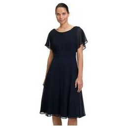 Cocktailkleid Vera Mont "Damen kurzarm", Damen, Gr. 46, Normalgr&ouml;&szlig;en, blau (night sky), Chiffon, Obermaterial: 100% Polyester; Futter: 100% Polyester, ausgestellt kurz, Rundhals, Kleider, Raffung