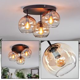 hofstein Koyoto Deckenleuchte Glas 15 cm Bernsteinfarben, Klar, 3-flammig