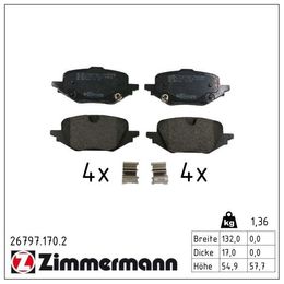Zimmermann Bremsbelagsatz, Scheibenbremse 267971702 Hinterachse f&uuml;r MAZDA