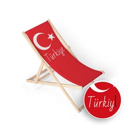 Liegestuhl im T&uuml;rkei-Design bedrucken | Strandstuhl aus Holz | Werbeartikel f&uuml;r WM & EM | Sonnenliegen & Eventausstattung online selbst gestalten