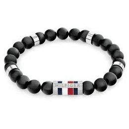 Armband Tommy Hilfiger "BEADS", schwarz, edelstahlfarben, rot, wei&szlig;, blau, schwarz, Armb&auml;nder, Damen, 18cm, Edelstahl Elasthan, Edelstahl, Elasthan, Armband, mit Sodalith oder Onyx - Emaille
