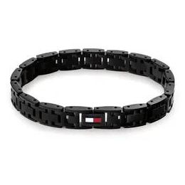 Gliederarmband Tommy Hilfiger "H-LINK", schwarz, rot, blau, wei&szlig;, Armb&auml;nder, Herren, 19cm, Edelstahl, Gliederarmband, Emaille