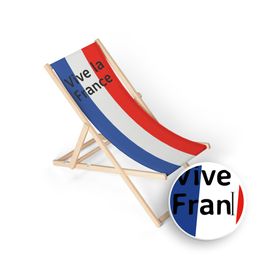 Liegestuhl im Frankreich-Design bedrucken | Strandstuhl aus Holz | Werbeartikel f&uuml;r WM & EM | Sonnenliegen & Eventausstattung online selbst gestalten