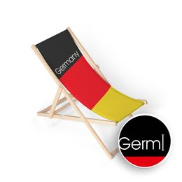 Liegestuhl im Deutschland-Design bedrucken | Strandstuhl aus Holz | Werbeartikel f&uuml;r WM & EM | Sonnenliegen & Eventausstattung online selbst gestalten
