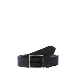 Tom Tailor Herren TTGEORGE Velourlederg&uuml;rtel mit eckiger Dornschlie&szlig;e, blau, Uni, Gr. 80