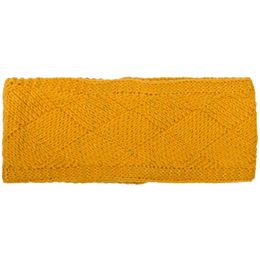 Stirnband styleBREAKER "Strick Stirnband mit Rauten Muster", Damen, gelb (curry), 100% Polyacryl PAN., Modisch, M&uuml;tzen Stirnband