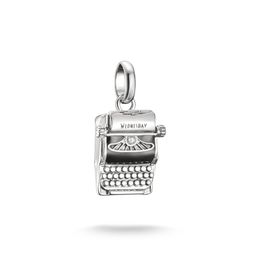 Charm-Einh&auml;nger Thomas Sabo "Thomas Sabo Wednesday Schreibmaschine Charm - Connect", silberfarben, schwarz, kristallwei&szlig;, kristallwei&szlig;, Charms, Damen, Silber 925 (recycelt), mit Zirkonia (synth.)