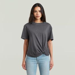 G-Star Raw T-Shirt G-STAR "Relaxed Knot", Damen, Gr. L (40), petrol gd, Single Jersey, Obermaterial: 100% Baumwolle, unifarben, washed, relaxed fit h&uuml;ftlang, Rundhals, abgesteppte Kante, Shirts T-Shirt, mit Knotendetail, Rundhalsform