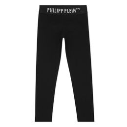 Leggings Philipp Plein "Jogging-Leggings", M&auml;dchen, Gr. 12, weite Kindergr&ouml;&szlig;en, 02, schwarz, Obermaterial: 5% Elasthan, 95% Baumwolle, Hosen Leggings