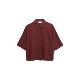 Hemdbluse s.Oliver, Damen, Gr. 40, schwarz pomegranat, Web, Obermaterial: 52% Leinen, 48% Viskose, unifarben, normal h&uuml;ftlang, Rundhals, abgerundeter Saum, Blusen Hemdbluse, kurz, mit Knopfleiste