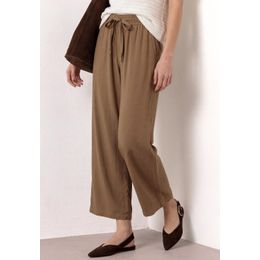 Stoffhose Street One "Style Emee", Damen, Gr. 42, L&auml;nge 26, cold brew braun, Web, Obermaterial: 100% Viskose, unifarben, l&auml;ssig geschnitten 3/4-L&auml;nge, Hosen Stoffhose, 3/4-Sommerhose mit elastischem Bund und Tunnelzug