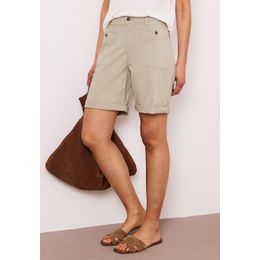 Bermudas Street One "Style Yulius", Damen, Gr. 42, N-Gr, cobble stone, Web, Obermaterial: 98% Baumwolle, 2% Elasthan, unifarben, normal kniefrei, Hosen Bermudas, Sommershorts mit Turn-Up
