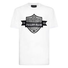 T-Shirt Philipp Plein "Crest", Jungen, Gr. L, 01, wei&szlig;, Obermaterial: 100% Baumwolle, 100% Glas, Shirts T-Shirt