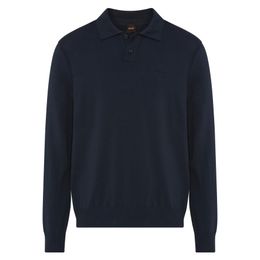 Polokragenpullover BOSS Orange "Asac", Herren, Gr. 3XL, dunkelblau404, Strick, Obermaterial: 85% Baumwolle, 15% Kapok, regular fit h&uuml;ftlang, V-Ausschnitt, B&uuml;ndchen, Pullover, mit Logo-Stickerei