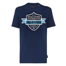 T-Shirt Philipp Plein "Crest", Jungen, Gr. L, 24, navy, Obermaterial: 100% Baumwolle, 100% Glas, Shirts T-Shirt