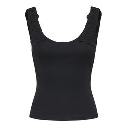 Tanktop Only "ONLZANNY S/L CROCHET TANK TOP CS JRS", Damen, Gr. L, schwarz, Jersey, Obermaterial: 95% Baumwolle, 5% Elasthan, unifarben, normal, tiefer Rundhals, Tops Tanktop, Baumwollmischung