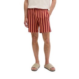 Marc O'Polo Shorts MARC O'POLO "mit Farb-und Struktur-Streifen", Herren, Gr. L, Normalgr&ouml;&szlig;en, dunkelrot, Obermaterial: 100% Baumwolle, gestreift, regular fit kurz, Hosen Shorts
