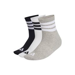 Kurzsocken adidas originals "Socken 3-Stripes Cushioned Sportswear Mid-Cut Socks 3er Pack", Herren, Gr. 40-42, bunt (schwarz, grau, wei&szlig;), Obermaterial: 58% Baumwolle CO. 39% Polyester PES. 2% Elasthan EL. 1% Polyamid PA., Socken