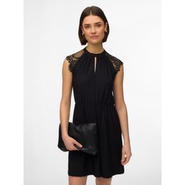 V&eacute;ro Moda Minikleid VERO MODA "VMMILLA SL SHORT LACE DRESS NOOS", Damen, Gr. M, N-Gr, schwarz, Jersey, Obermaterial: 95% Polyester, 5% Elasthan, unifarben, kurz, Rundhals, Kleider Minikleid, Materialmix, Spitze