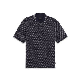 Poloshirt Bugatti, Herren, Gr. L, 390, marine, 52% Baumwolle, 44% Polyester, 4% Elasthan, unifarben, normal, ohne Ausschnitt, Shirts, mit auff&auml;lligem Print