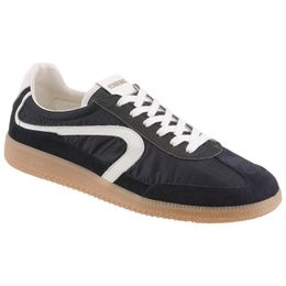 Sneaker VERBENAS "SIMON", Herren, Gr. 41, dunkelblau, wei&szlig;, Leder, Textil, unifarben mit Farbeinsatz, Schuhe Sneaker, Retrosneaker, Schn&uuml;rschuh, Freizeitsneaker mit honigfarbener Laufsohle