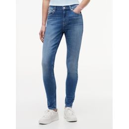 Skinny-fit-Jeans Tommy Jeans "NORA MR SKNY", Damen, Gr. 27, L&auml;nge 28, denim medium, Denim/Jeans, Obermaterial: 94% Baumwolle, 4% Elastomultiester, 2% Elasthan, unifarben, skinny fit lang, Jeans, Baumwollmischung, skinny fit