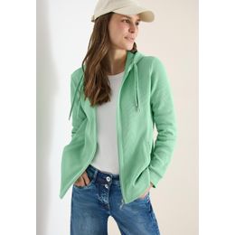 Sweatjacke Cecil, Damen, Gr. S (38), juicy lime, Web, 80% Baumwolle, 15% Polyester, 5% Elasthan, unifarben, comfort fit normal, ohne Ausschnitt, B&uuml;ndchen, Sweatjacken Sweatjacke, mit Kapuze