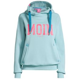 Kapuzenpullover SALZHAUT "Hoodie S&Uuml;NN - MOIN", Damen, Gr. XS, blau (aqua), Obermaterial: 55% Baumwolle CO. 45% Polyester PES., Pullover Kapuzenpullover