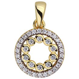 Kettenanh&auml;nger Jobo "Kreis-Anh&auml;nger rund 10 mm", vergoldet, wei&szlig;, Schmuckanh&auml;nger, Damen, Silber 925 (Sterlingsilber), Kettenanh&auml;nger, 925 Silber rhodiniert oder vergoldet