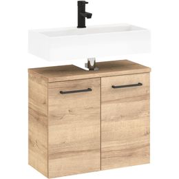 Waschbeckenunterschrank SAPHIR "Quickset 700, 2 T&uuml;ren mit Softclose", riviera eiche quer nachbildung, B:60cm H:53cm T:33cm, Holzwerkstoff, Schr&auml;nke, Waschbeckenunterschrank